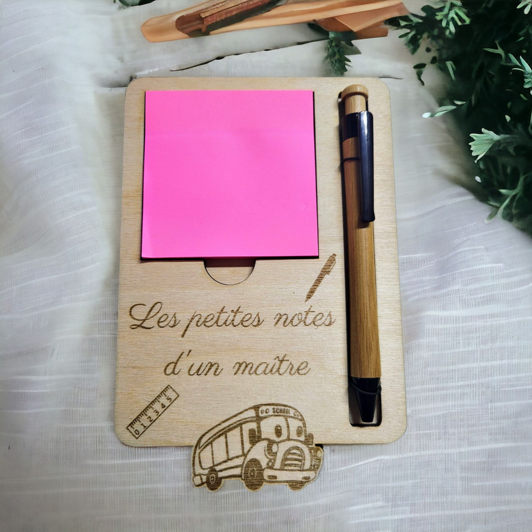 Support de notes adhésives en bois pour enseignant