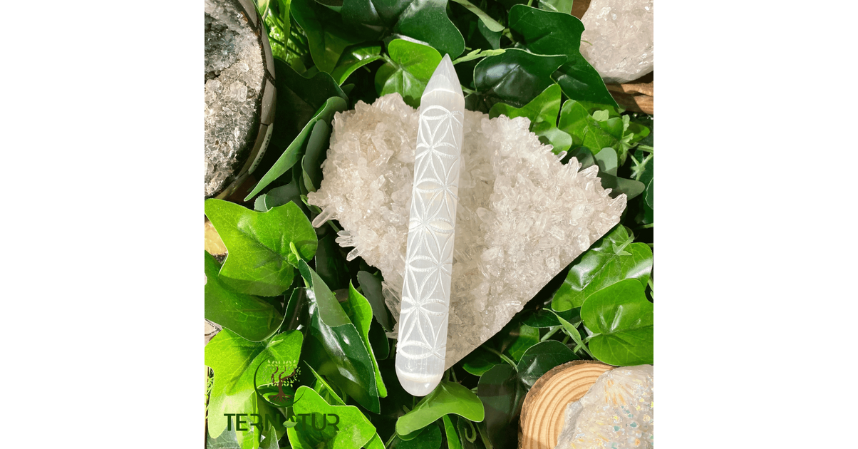 Bâton de massage en Sélénite fleur de vie - TERNATUR