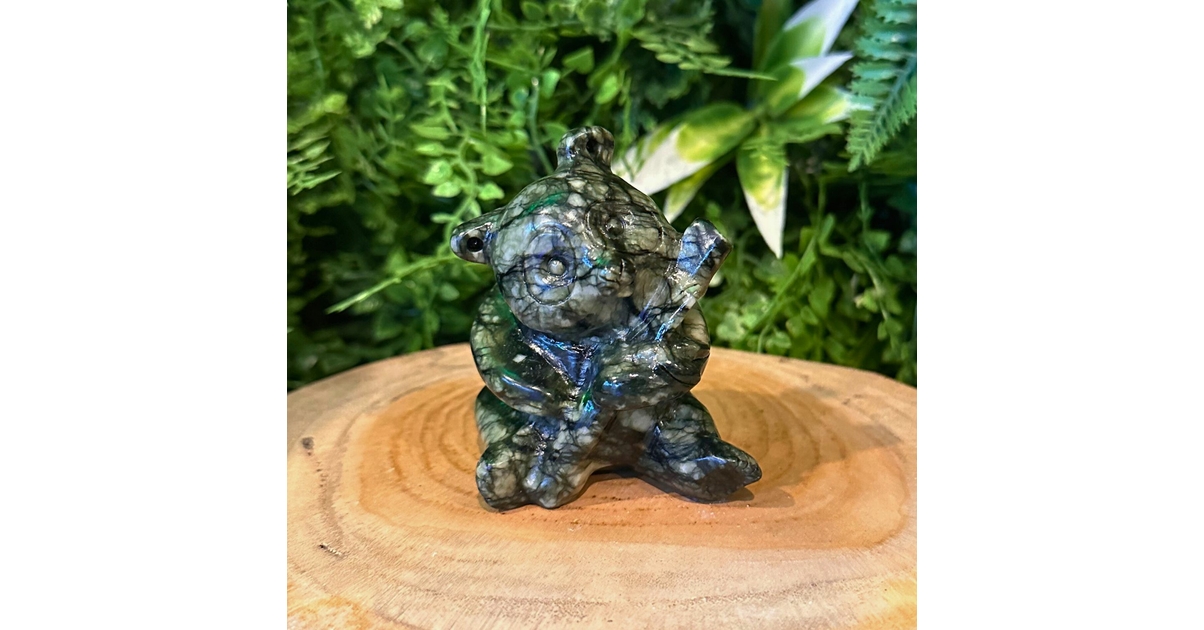 Statuette Totem Panda en Jade Néphrite | Équilibre & Sérénité