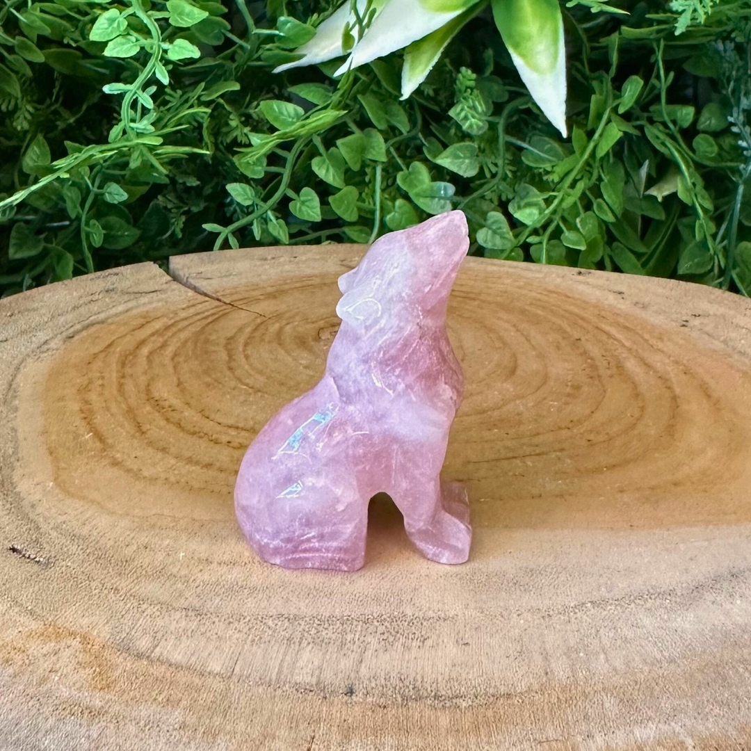 Loup en Quartz Rose - Animal Totem