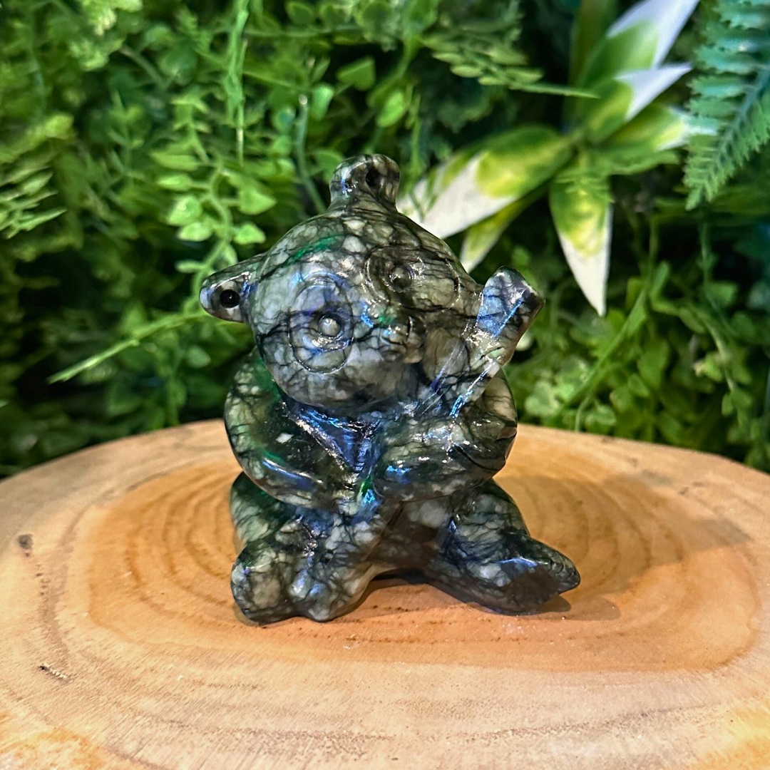 Statuette Totem Panda en Jade Néphrite | Équilibre & Sérénité