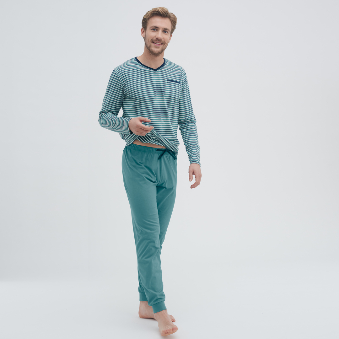 Pyjama rayé long homme - coton bio - Boutique Homme - ECOLINE