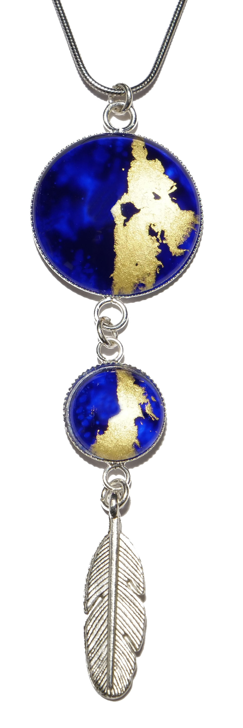 Collier Plume bleu~vert - Colliers/Colliers Plume - Lily Kyann