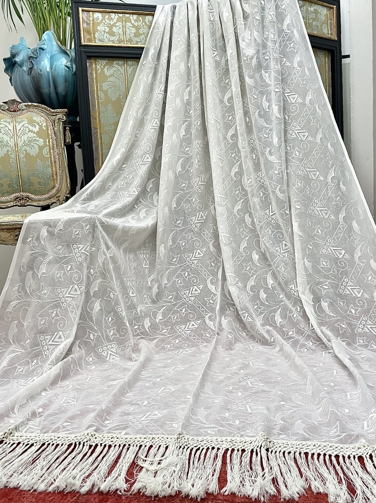 Couverture piquée matelassée - Coton imprimé double face - XIXème | Maison du linge ancien