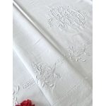 Drap Ancien en Fil de Lin Marqué au Chiffre HD - Jours à grille - Début ...