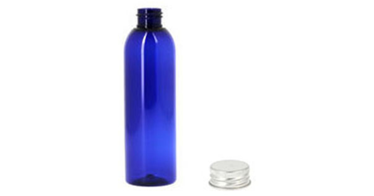 Flacon plastique 200 ml bleu anti UV et bouchon alu - Flacons - topflacon