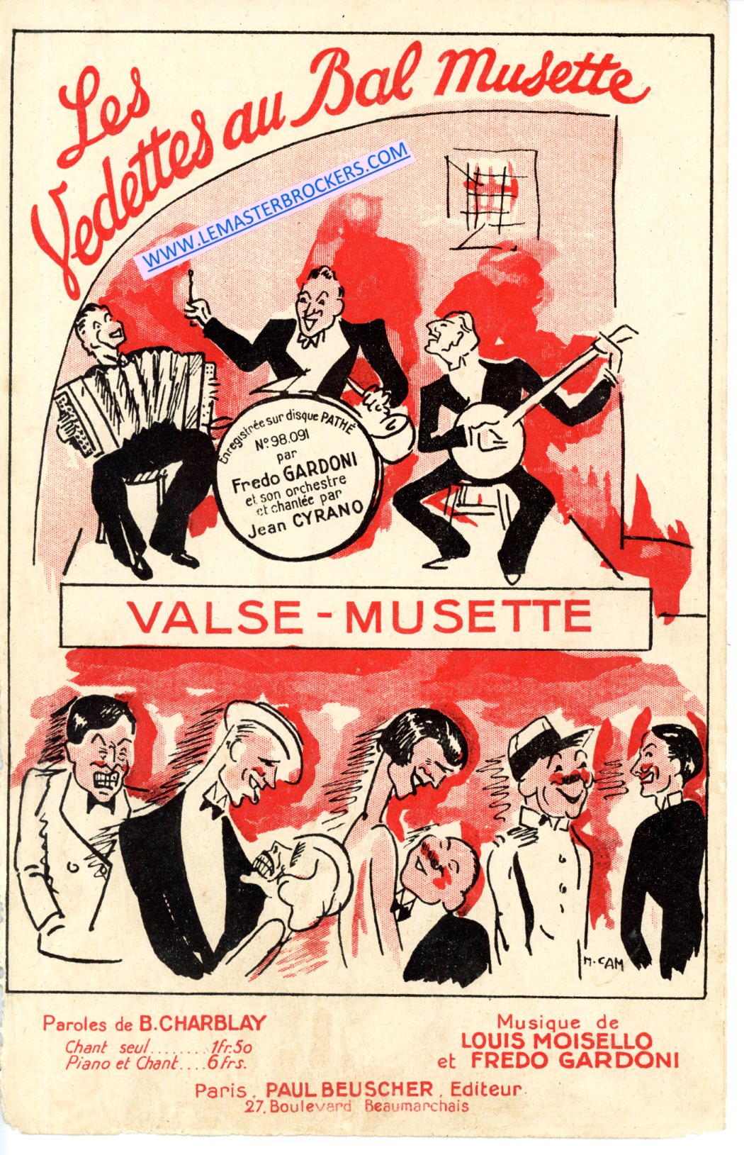 LES VEDETTES AU BAL MUSETTE - GARDONI SHEET - PARTITION ANCIENNE ...