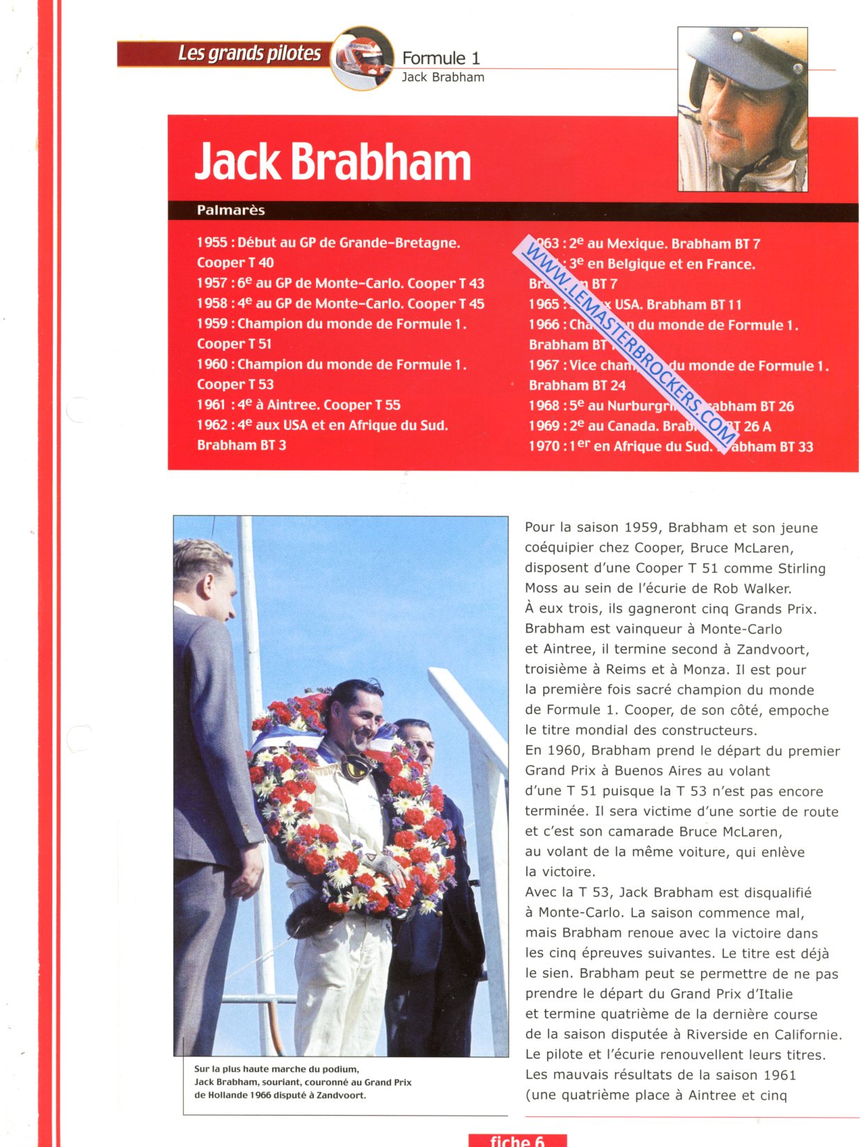 FICHE PILOTE JACK BRABHAM - FICHES AUTO - LEMASTERBROCKERS