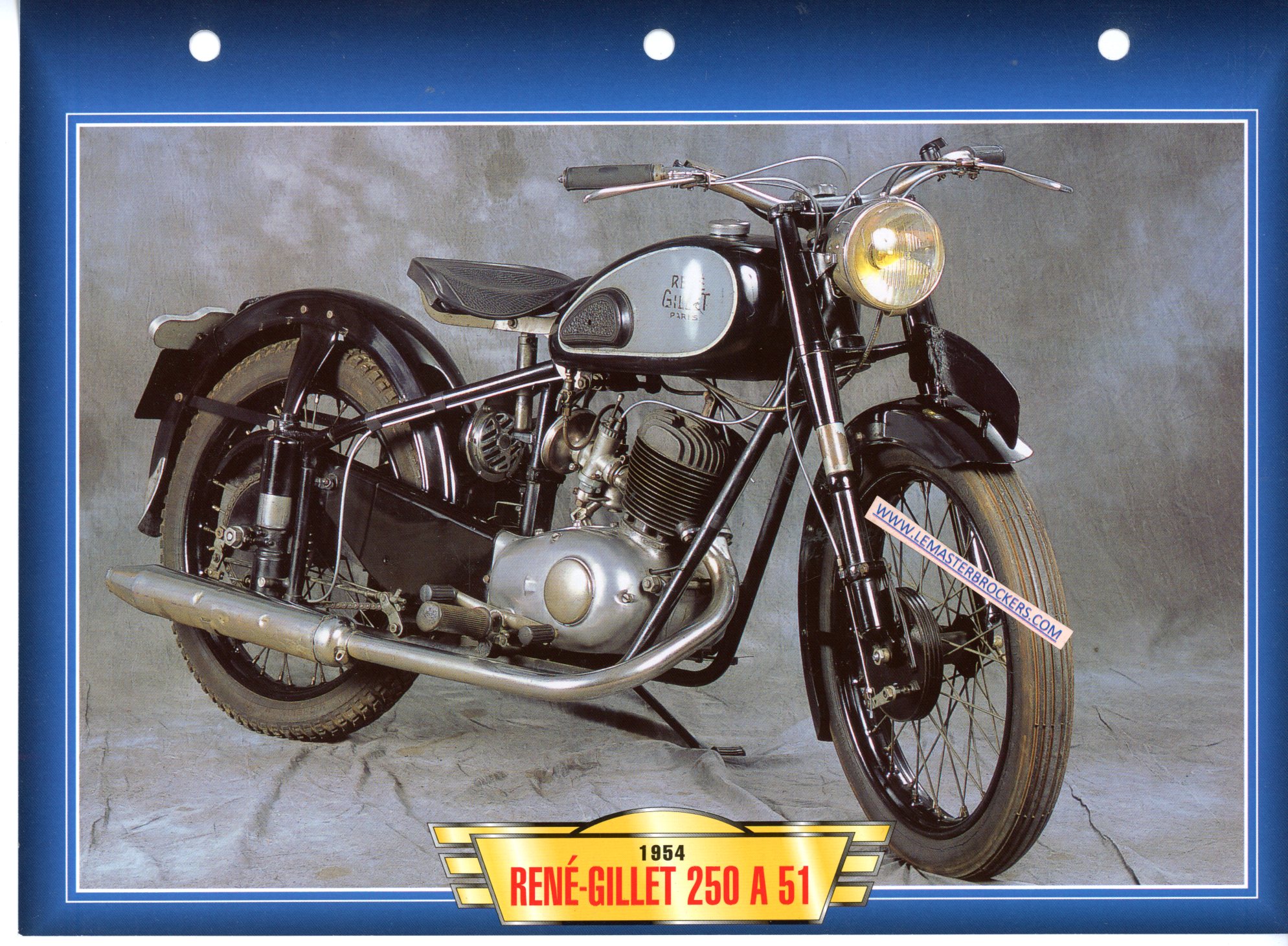 DOCUMENT MOTO RENE GILLET 250 A51 1954 - FICHES MOTO