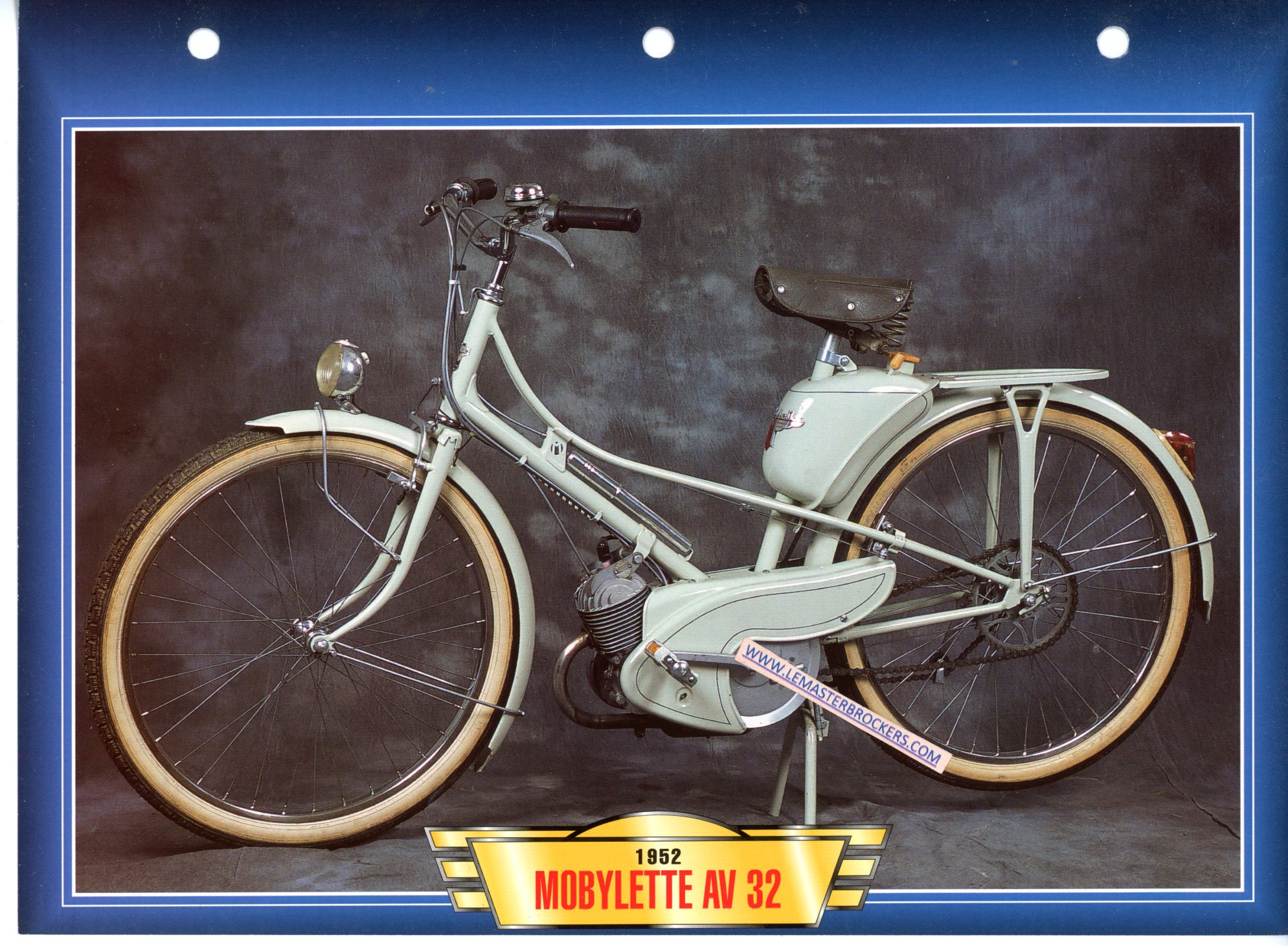 DOCUMENT MOBYLETTE AV 32 AV32 1952 - FICHES MOTO