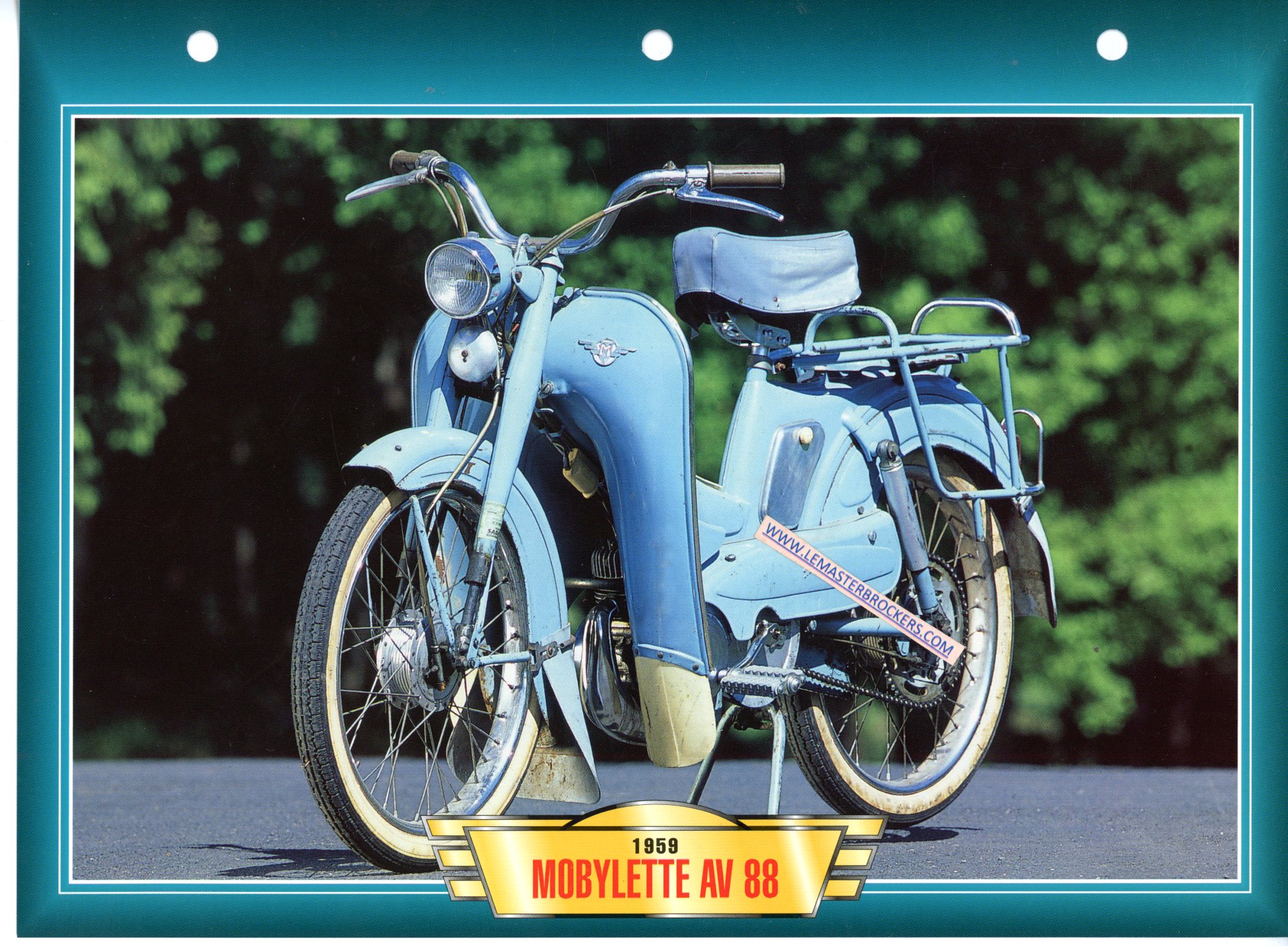 DOCUMENT MOBYLETTE AV 88 AV88 1959 - FICHES MOTO