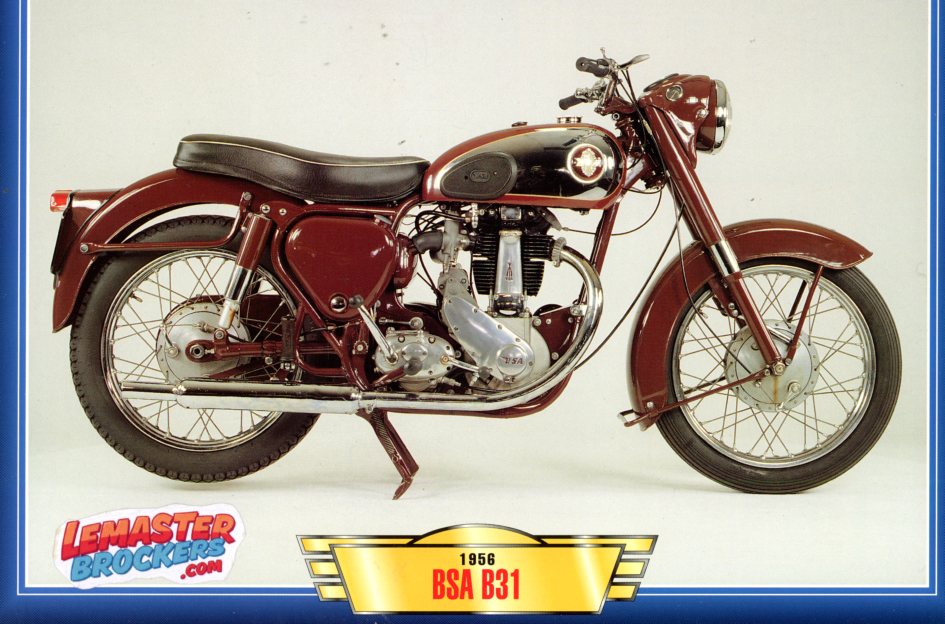 FICHE MOTO BSA 350 B31 1956