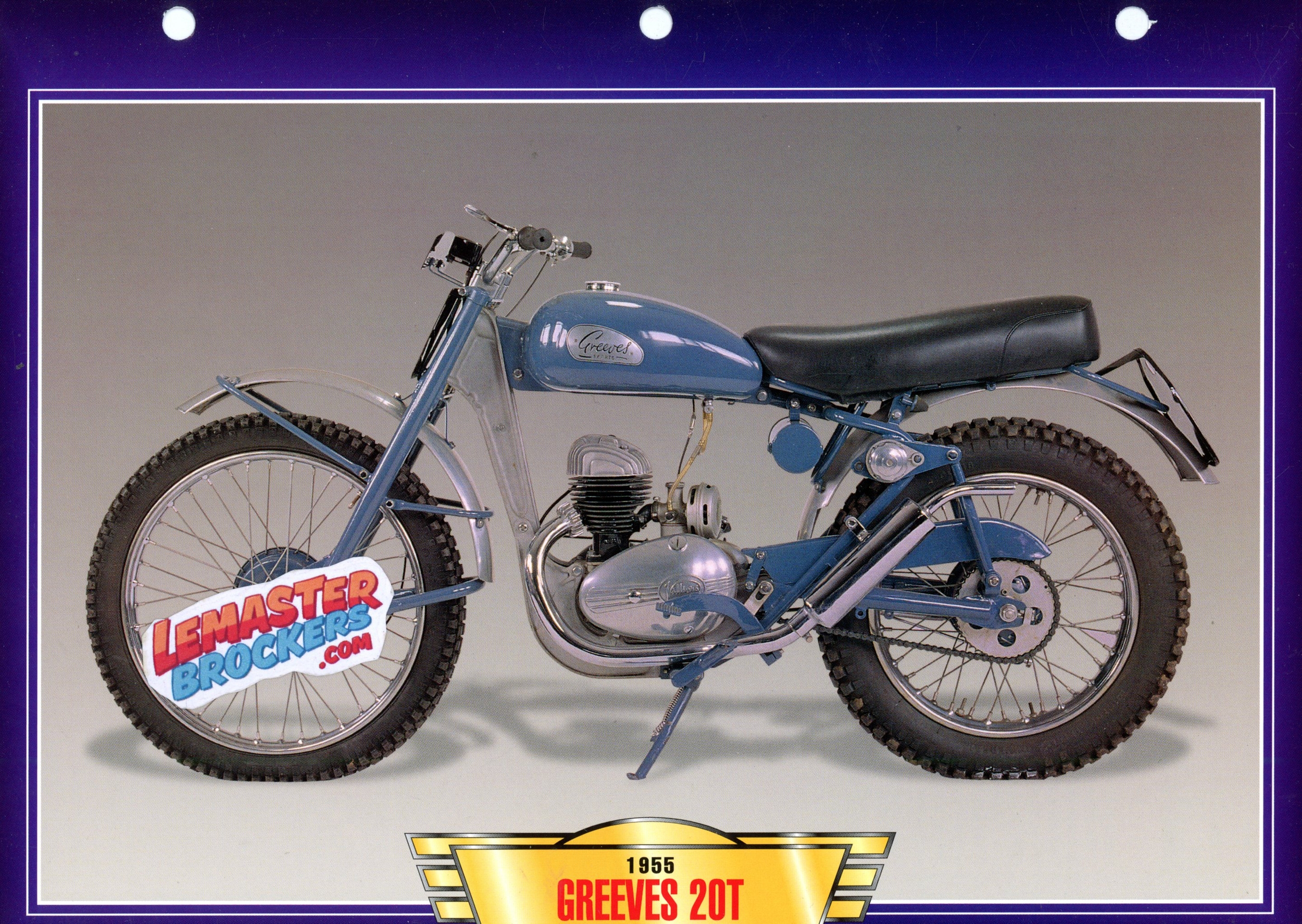FICHE MOTO TRIAL GREEVES 20T 197CC 2T 1955 - FICHES MOTORS