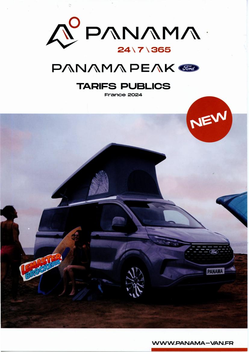 FICHE TARIF PANAMA PEAK 2024 – FORD TRANSIT CUSTOM (P10 / P10+ / P12 ...