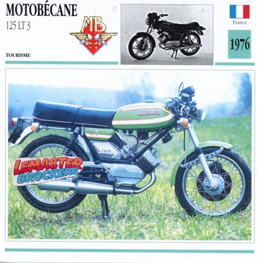 FICHE MOTO MOTOBECANE 125 LT3 1976 - FICHES MOTO/FICHES MOTO MOTOBECANE