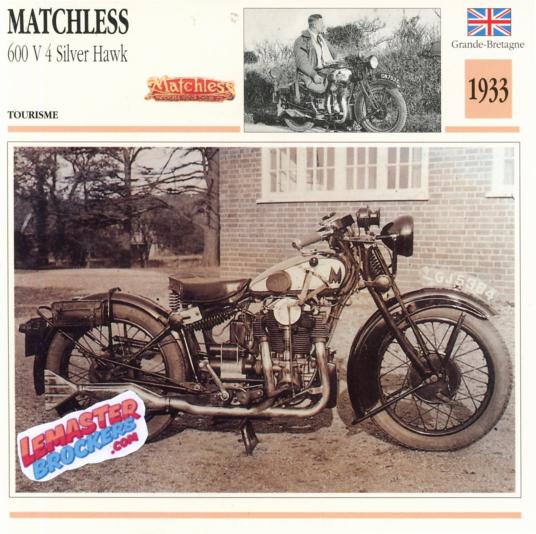 FICHE MOTO MATCHLESS 600 V 4 SILVER HAWK 1933 - DOCUMENTS & FICHES ...