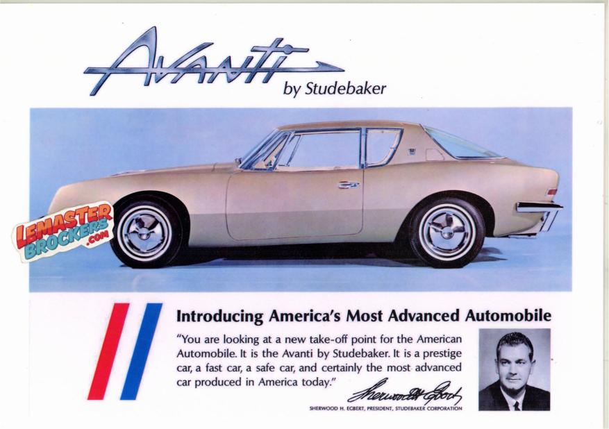 BROCHURE STUDEBAKER AVANTI - AUTO / MOTO