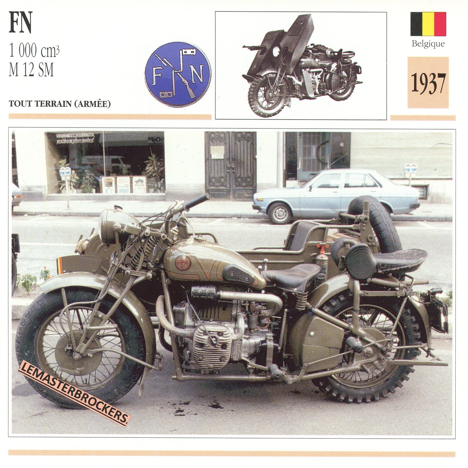 FN 1000 M12 SM 1937 - FICHE MOTO ARMÉE SIDE-CAR - FICHES MOTO
