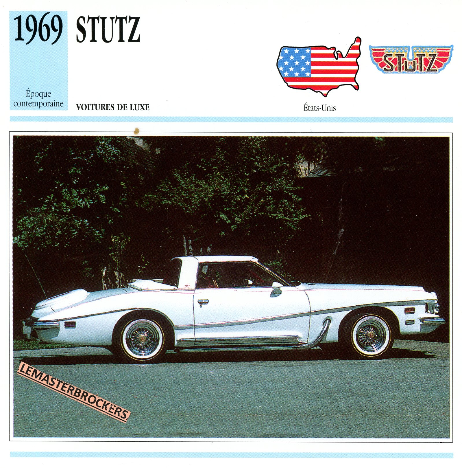 STUTZ 1969 - FICHE AUTO - CARS CARD ATLAS ÉDITION - FICHES AUTO ...