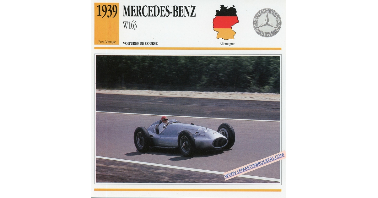 FICHE AUTO MERCEDES BENZ W 163 W163 1939 - FICHES AUTO - LEMASTERBROCKERS