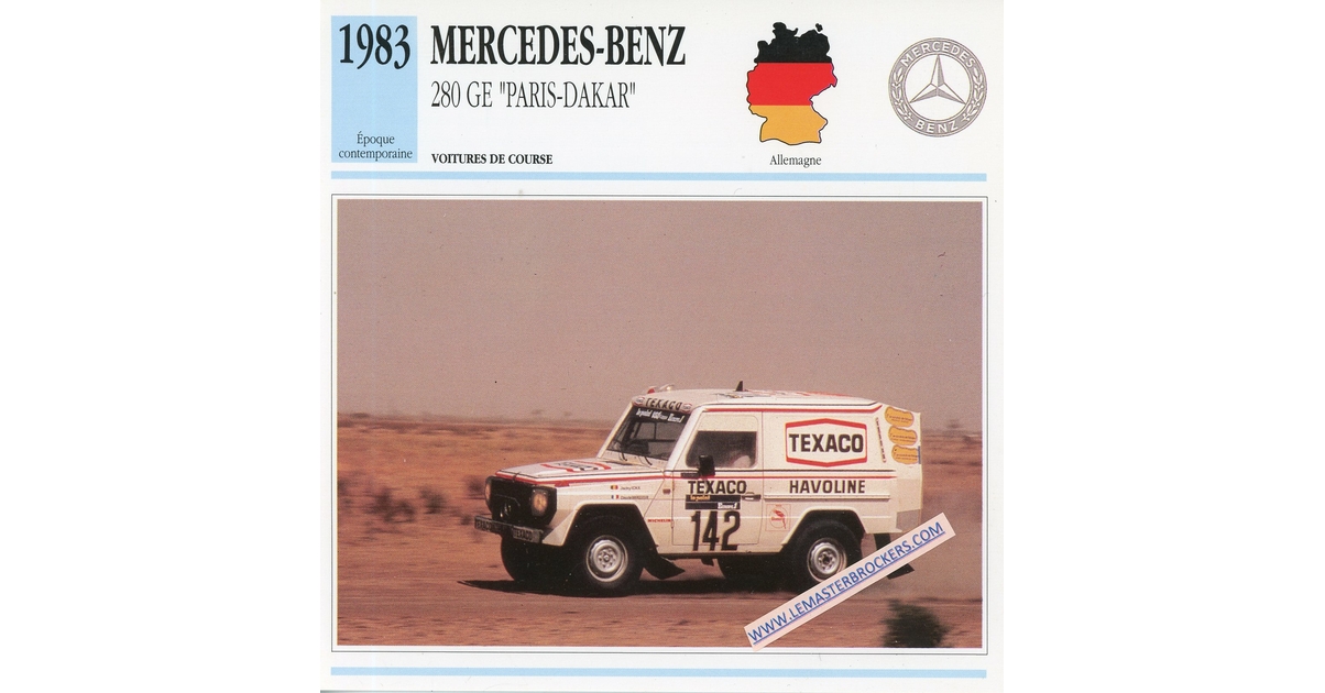 FICHE AUTO MERCEDES BENZ 280 GE PARIS DAKAR 280GE 1988 - FICHES AUTO ...