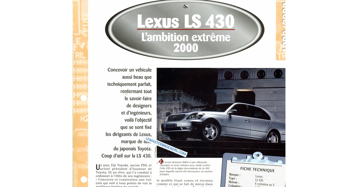 LEXUS LS 430 2000 FICHE TECHNIQUE LS430 - FICHES AUTO