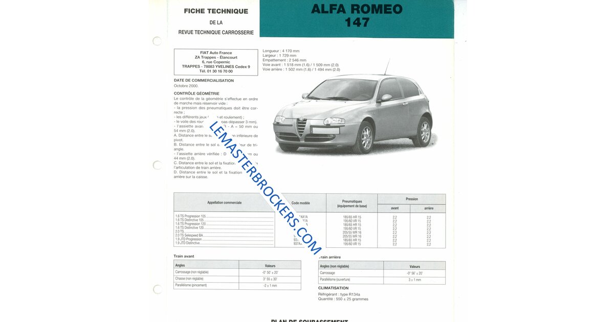 Alfa Romeo 147 Fiche Technique