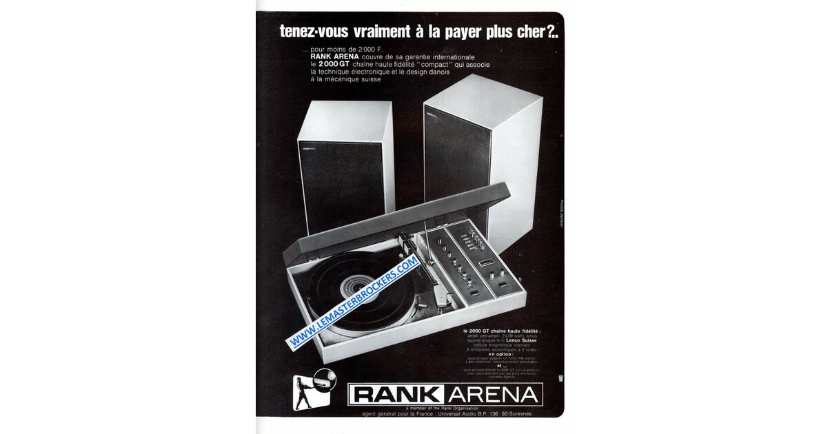 PUBLICITÉ RANK ARENA 2000GT - ADVERTISING 1973