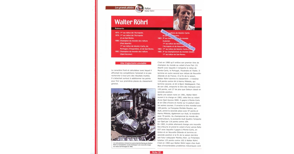 FICHE PILOTE WALTER RÖHRL - FICHES AUTO - LEMASTERBROCKERS