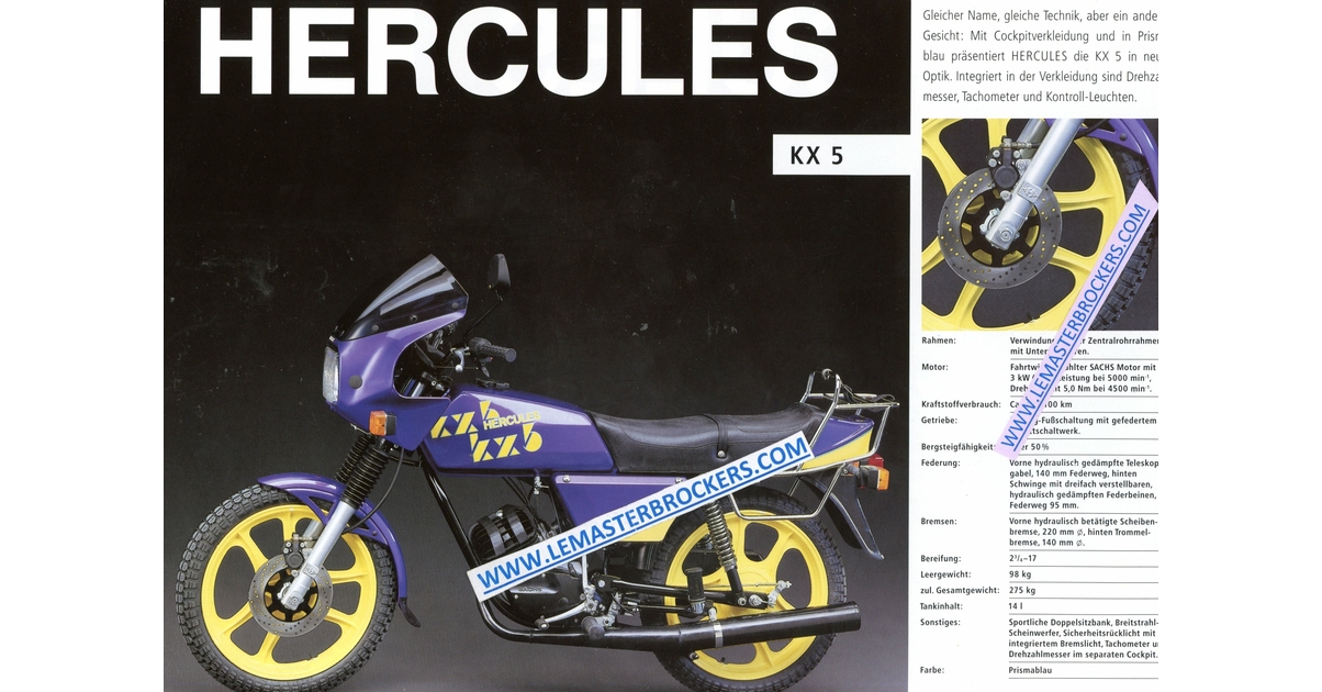 HERCULES KX5 1992 - BROCHURES MOTO - LEMASTERBROCKERS