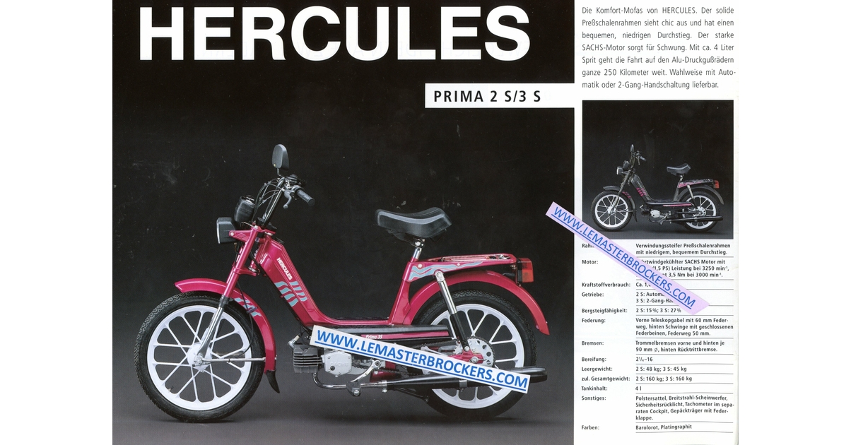 HERCULES PRIMA 2S 3S - BROCHURES MOTO - LEMASTERBROCKERS
