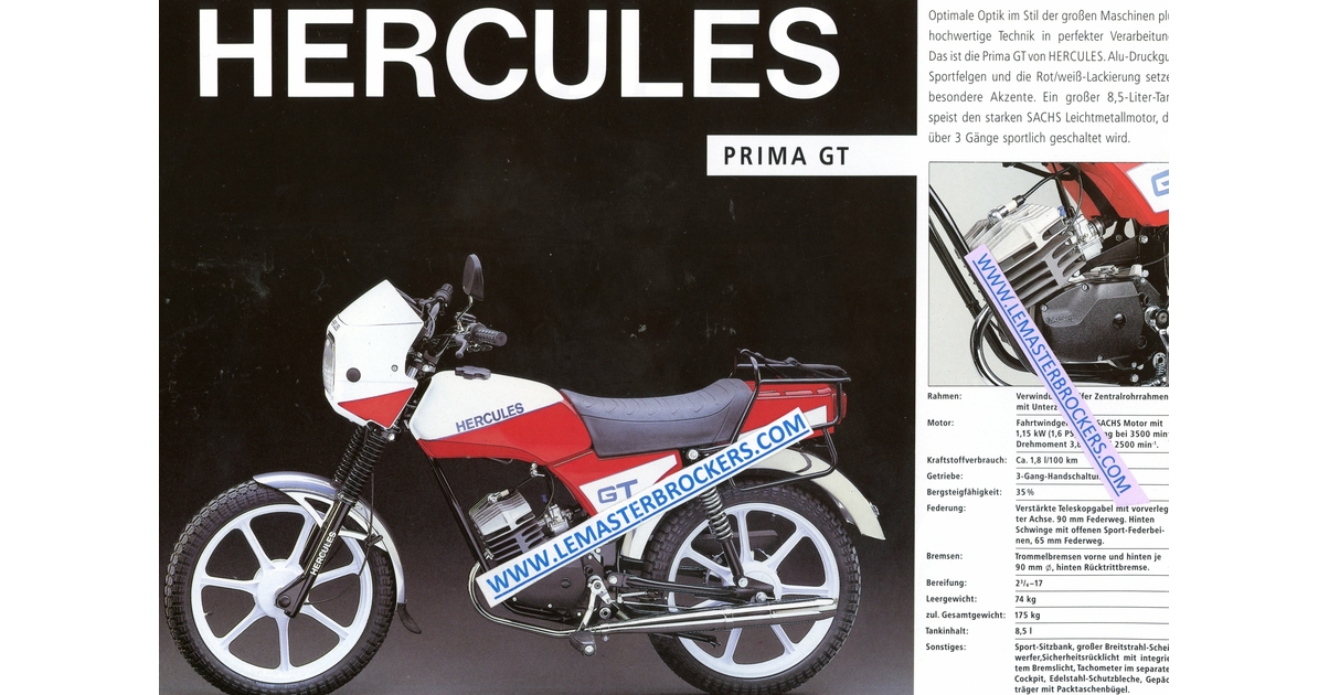 MOTO HERCULES PRIMA GT - BROCHURES MOTO - LEMASTERBROCKERS