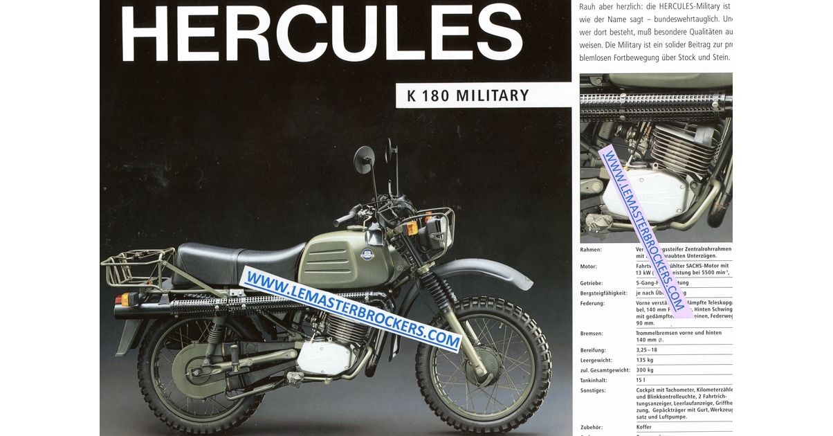 MOTO HERCULES K180 MILITARY - BROCHURES MOTO - LEMASTERBROCKERS