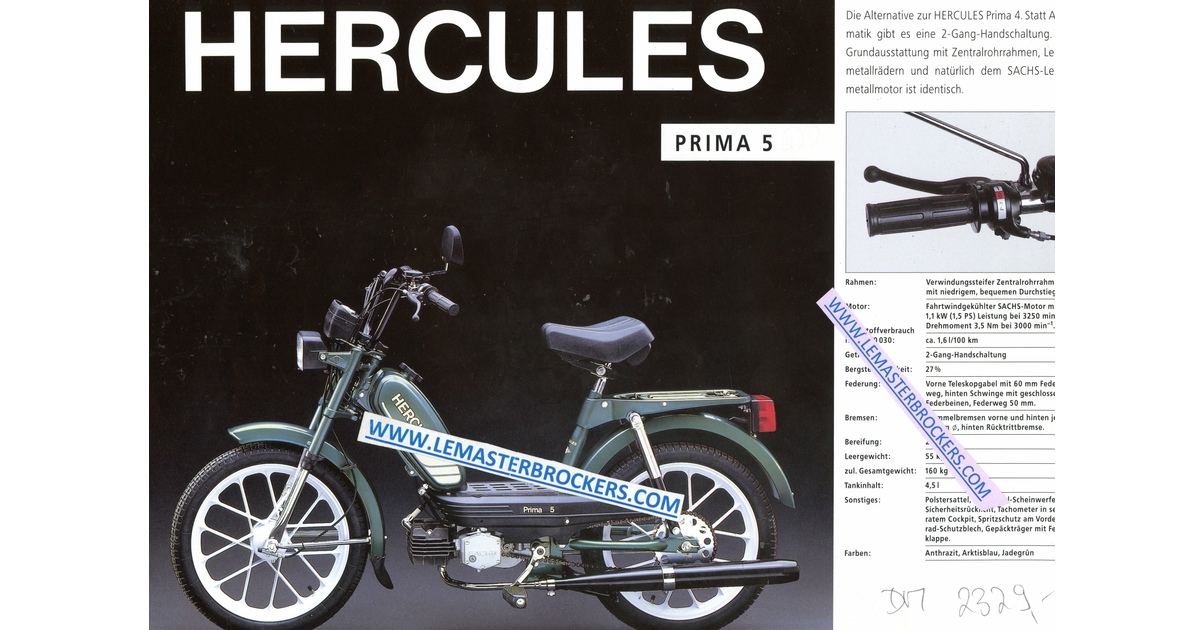 BROCHURE HERCULES PRIMA 5 - BROCHURES MOTO - LEMASTERBROCKERS