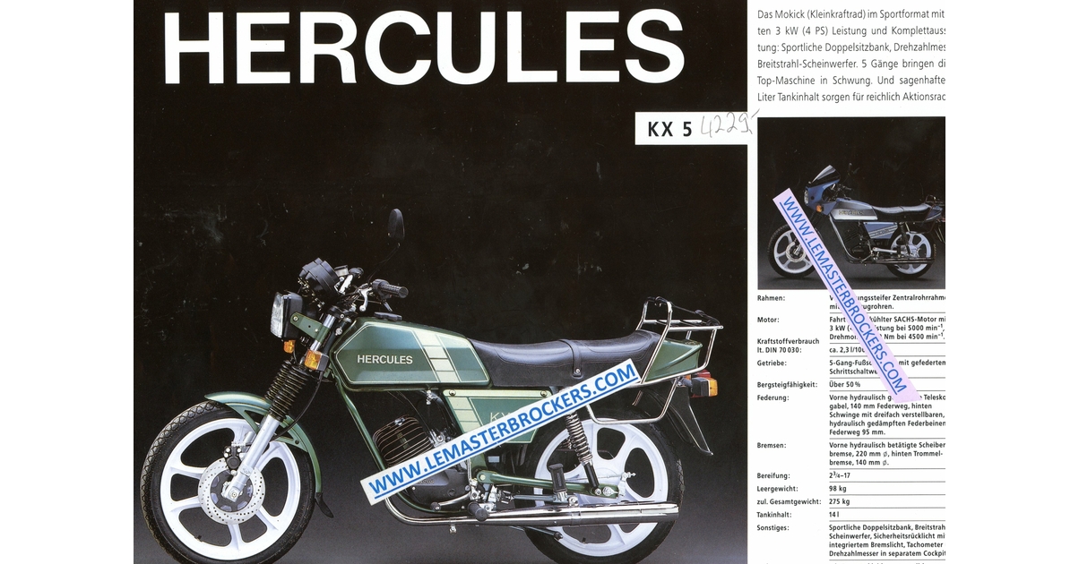 PROSPEKT HERCULES KX 5 - BROCHURES MOTO - LEMASTERBROCKERS