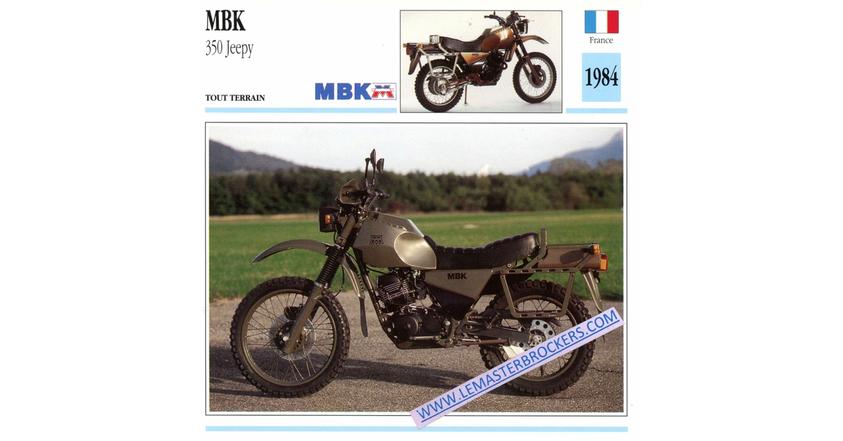 FICHE MBK 350 JEEPY 1984 - YAMAHA XT - FICHES MOTO