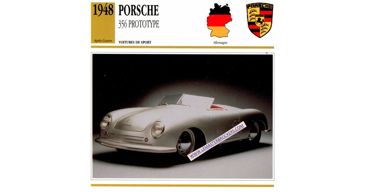 DOCUMENT FICHE AUTO PORSCHE 356 PROTOTYPE 1948 - FICHES AUTO