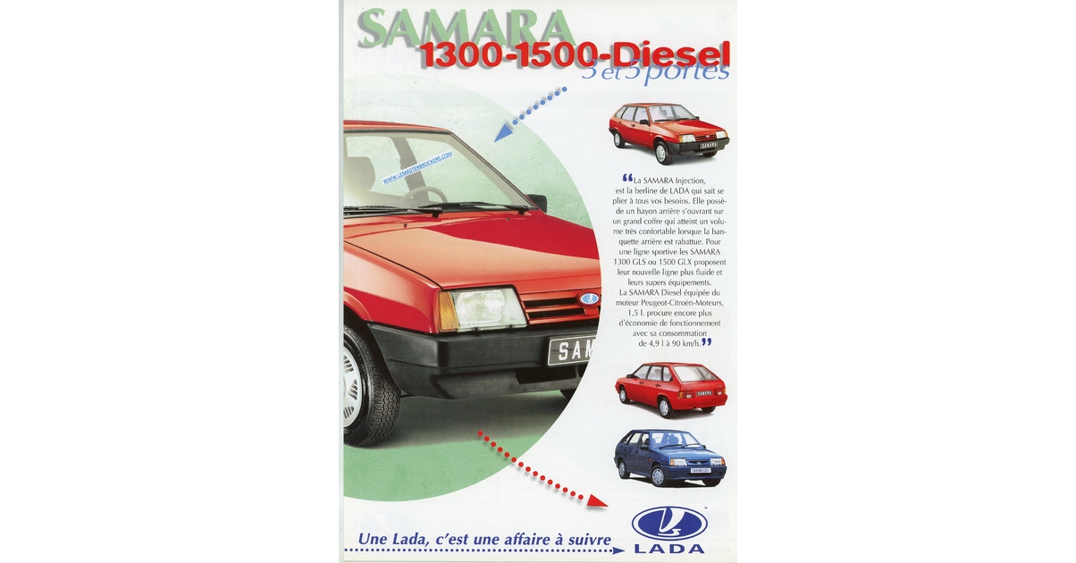 BROCHURE FEUILLET LADA SAMARA 1300 1500 DIESEL