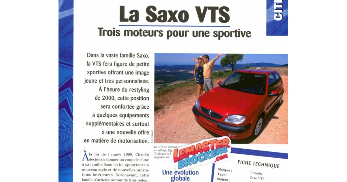 Fiche Technique Saxo Vts