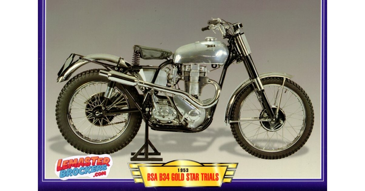 FICHE MOTO BSA B34 GOLD STAR TRIALS 1953