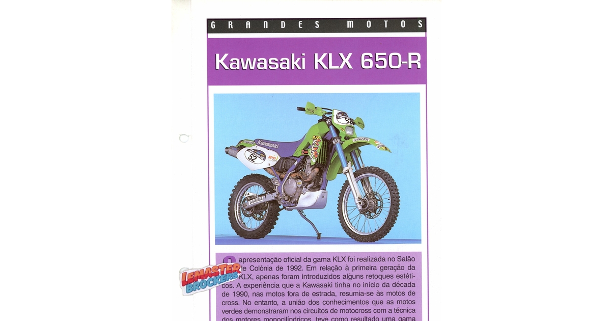 FICHE MOTO KAWASAKI KLX650R