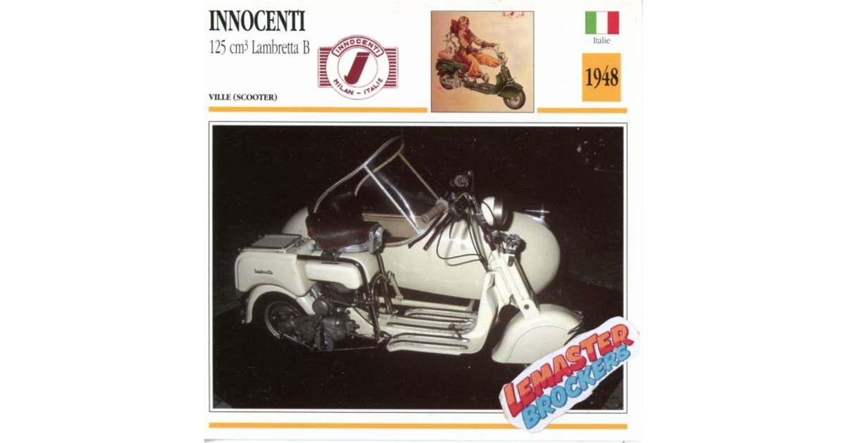 FICHE SCOOTER INNOCENTI 125 LAMBRETTA B 1948 - FICHES SCOOTERS