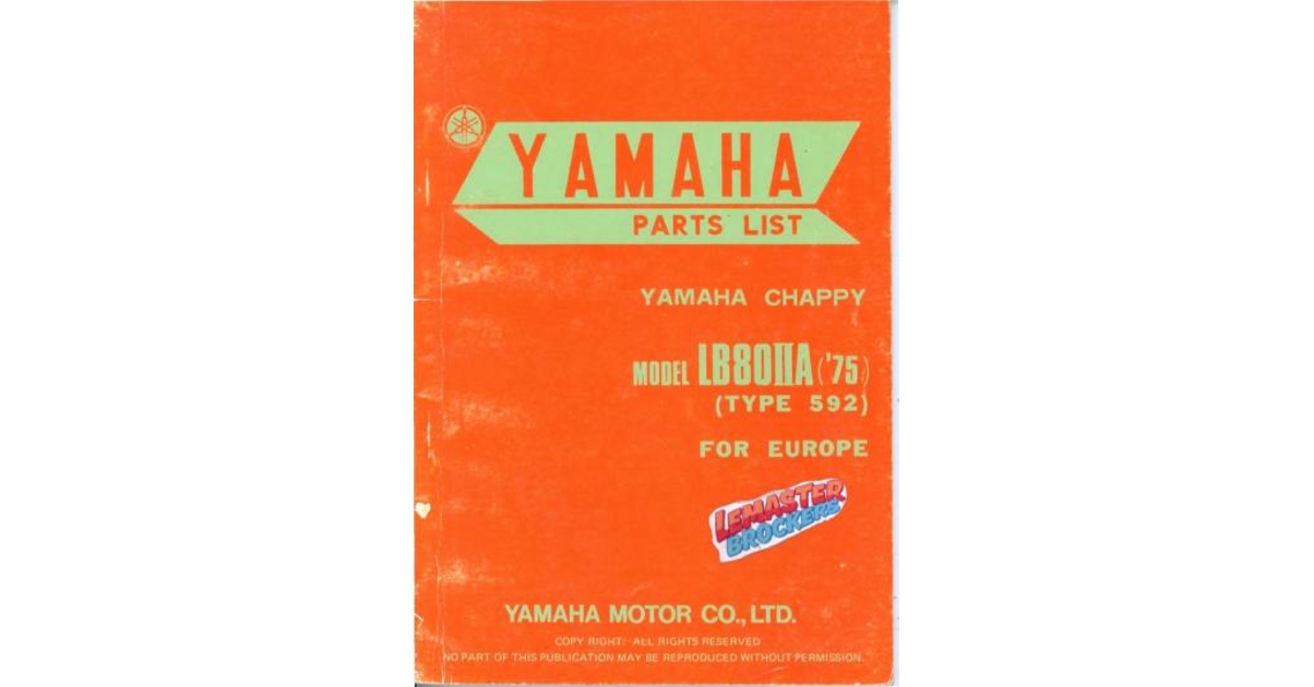 MANUAL PARTS LIST YAMAHA CHAPPY LB 80 1975