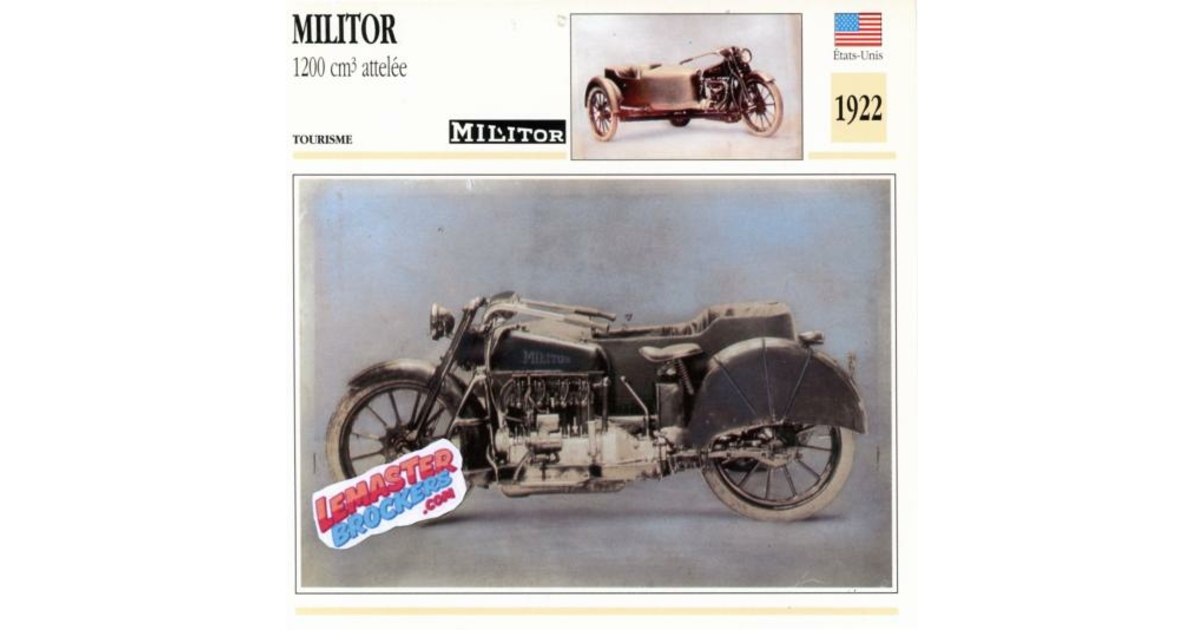 FICHE MOTO MILITOR 1200 ATTELÉE SIDE-CAR 1922 - DOCUMENTS & FICHES ...