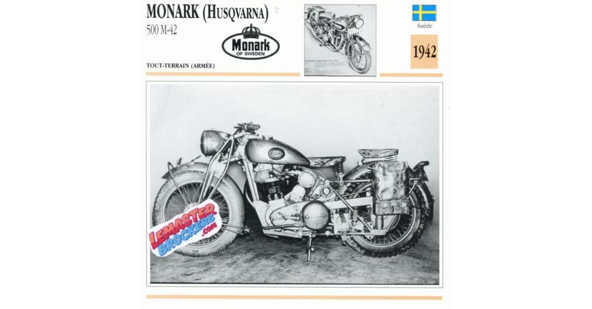 FICHE MOTO MONARK 500 M-42 1942 (HUSQVARNA) - DOCUMENTS & FICHES/FICHES ...