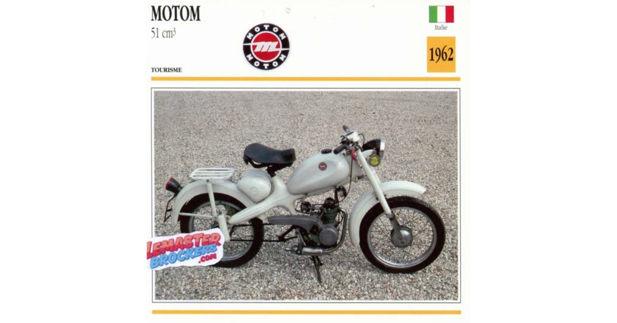 FICHE MOTO MOTOM 51CC 1962 - DOCUMENTS & FICHES/FICHES MOTO COLLECTION