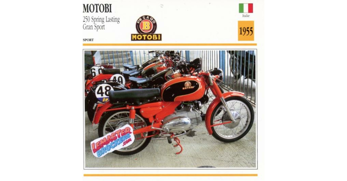 FICHE MOTO MOTOBI 250 SPRING LASTING GRAN SPORT 1955