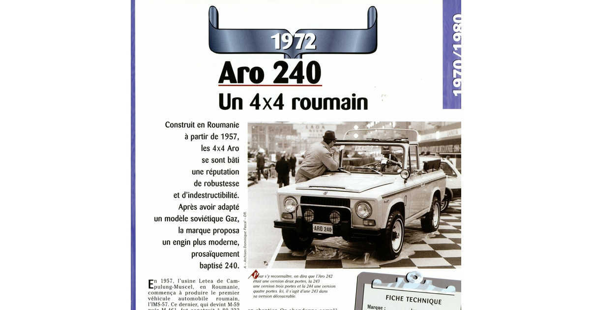 FICHE ARO 240 4X4 - FICHE AUTO TECHNIQUE ARO - FICHES AUTO ...