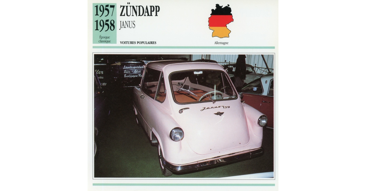 ZÜNDAPP JANUS 1957 1958 - FICHE AUTO MICROCAR - CARS CARD - FICHES AUTO ...