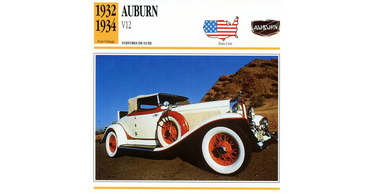 AUBURN V12 1932 1934 FICHE AUTO CARACTÉRISTIQUES - FICHES AUTO ...